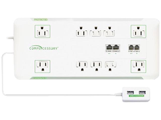 Slim Surge Protector,10-Outlet, 3420J, 6' Cord,1800W, WE CCS25134 ...