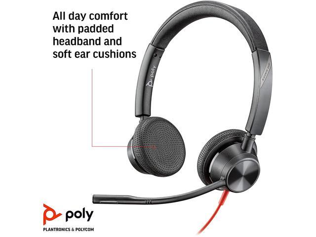 Plantronics - Blackwire 3325 Wired Stereo Headset with Boom Mic (Poly ...