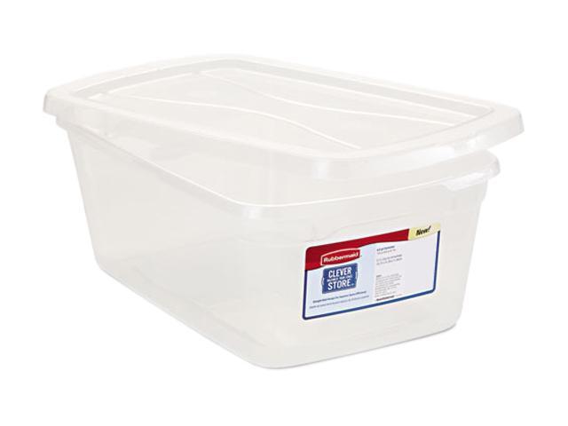 Rubbermaid 3Q31CLE, Clever Store Snap-Lid Container, 1.625gal, Clear ...