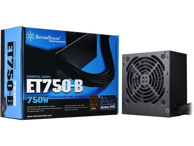 Silverstone ET750-B 750 Watt 80 PLUS Bronze Fixed Cable Power Supply ...
