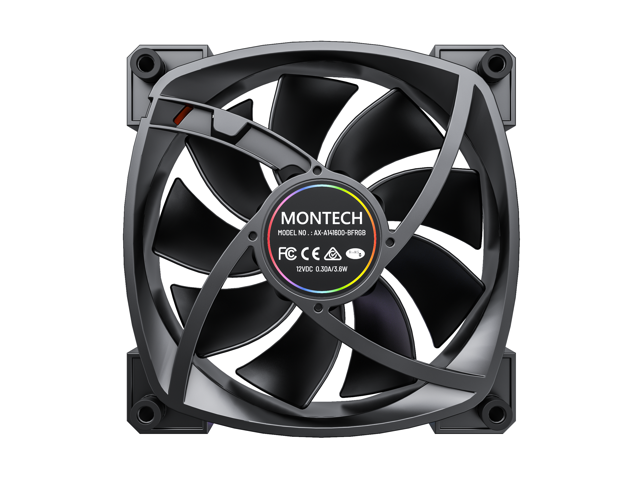 Montech RX 140 ARGB Reversed Fan 1600PWM, High-End Durability, Silent Performance, and Stunning ...