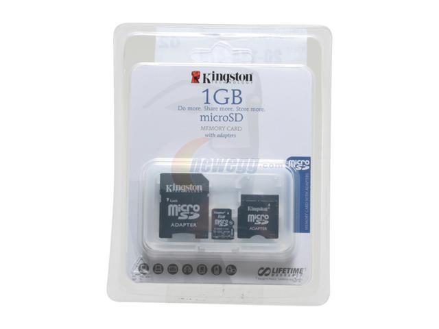 Kingston 1GB MicroSD Flash Card w/2 Adapters 200 Package Model SDC/1GB ...