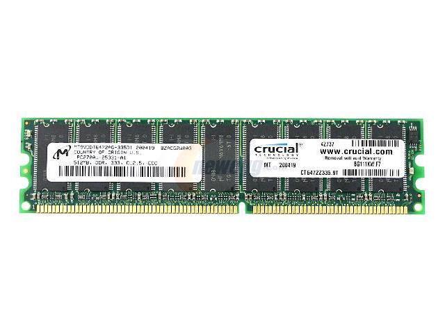 Crucial 512MB ECC Unbuffered DDR 333 (PC 2700) System Memory Model ...