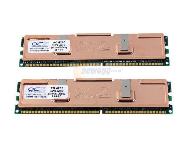 OCZ Enhanced Latency 1GB (2 x 512MB) DDR 533 (PC 4200) Dual Channel Kit ...
