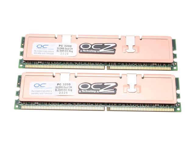 OCZ Enhanced Latency 1GB (2 x 512MB) ECC Registered DDR 400 (PC 3200 ...