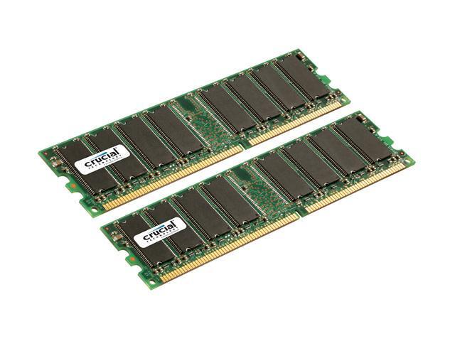 Crucial 2GB (2 x 1GB) ECC Registered DDR 400 (PC 3200) Dual Channel Kit ...