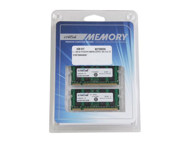 Crucial 4GB (2 x 2GB) 200-Pin DDR2 SO-DIMM DDR2 667 (PC2 5300) Laptop ...