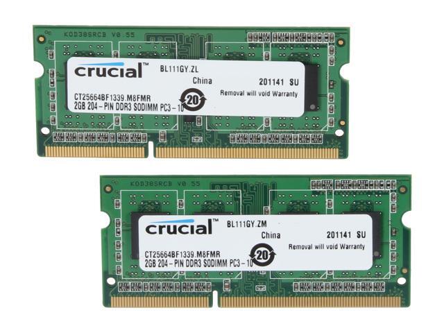 Crucial 4GB (2 x 2GB) 204-Pin DDR3 SO-DIMM DDR3L 1333 (PC3L 10600) Laptop Memory Model ...