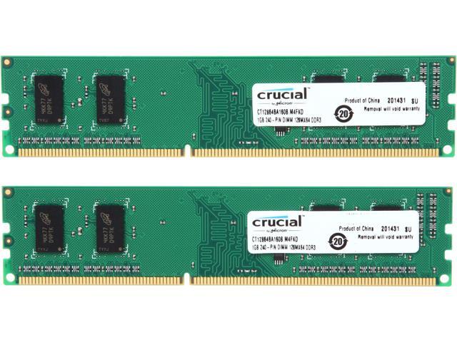 Crucial 2GB (2 x 1GB) DDR3 1600 (PC3 12800) Desktop Memory Model ...