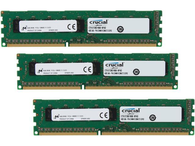 Crucial 12GB (3 x 4GB) ECC Unbuffered DDR3 1600 (PC3 12800) Server ...