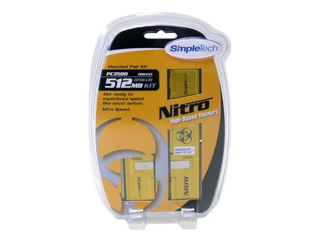 SimpleTech 512MB (2 x 256MB) DDR 433 (PC 3500) Dual Channel Kits System ...