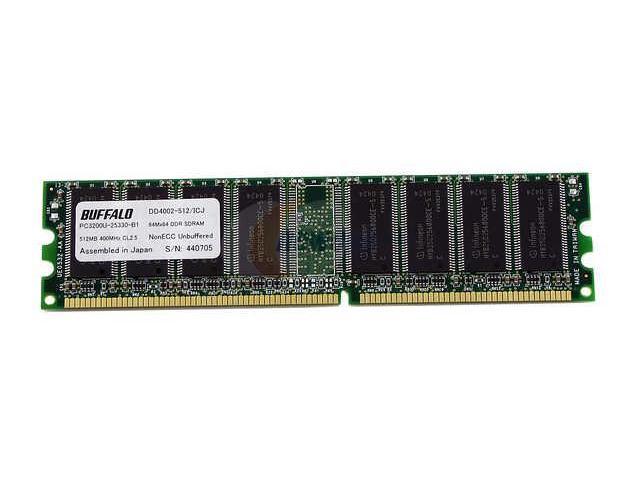 BUFFALO 512MB DDR 400 (PC 3200) System Memory Model DD4002-512/ICJ ...