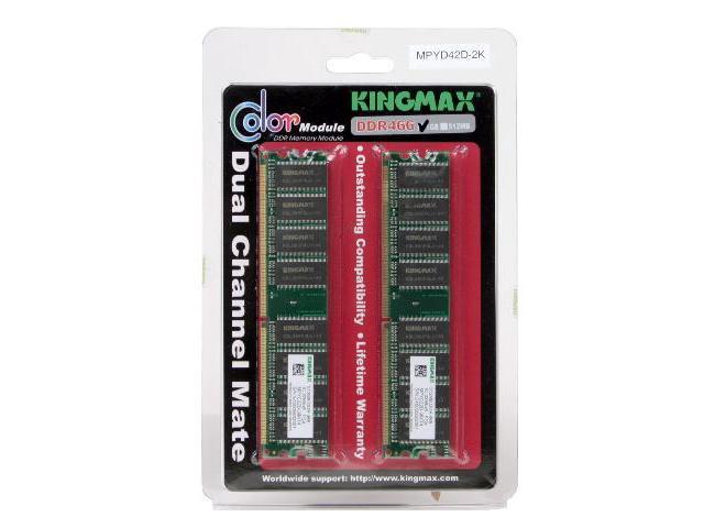 KINGMAX 1GB (2 x 512MB) DDR 466 (PC 3700) Dual Channel Kit System Memory Model MPYD42D-2K ...