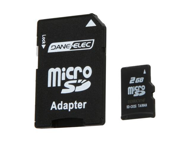 DANE-ELEC 2GB MicroSD Flash Card w/ SD Adapter Model DA-2IN1-02G-R ...