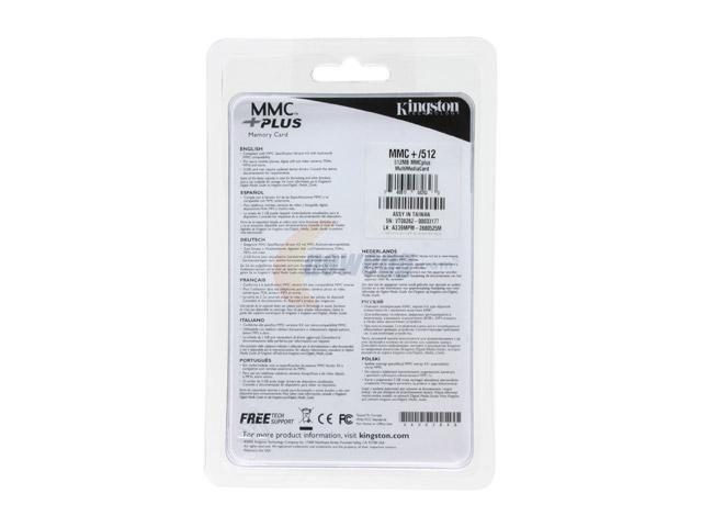 Kingston 512MB MultiMedia (MMC plus) Plus Flash Media Model MMC+/512 ...
