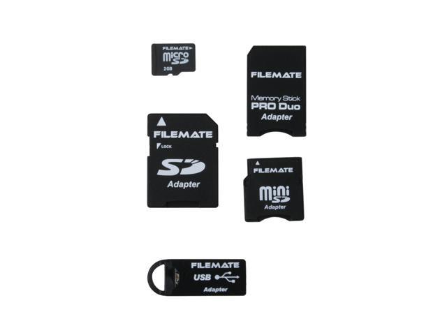 FileMate 2GB MicroSD Flash Card w/ Universal Adapter Kit (miniSD, SD ...