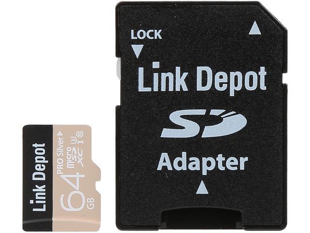 Link Depot Pro 64GB microSDXC Flash Card with SD Adapter Model LD ...