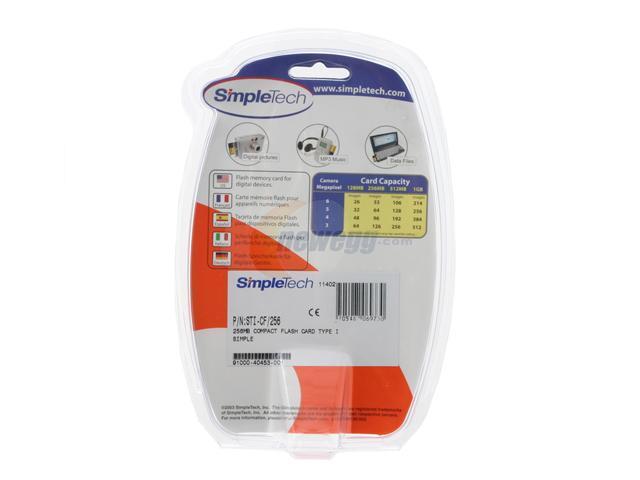 SimpleTech 256MB Compact Flash (CF) Flash Media Model STI-CF/256 ...