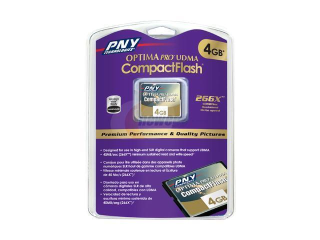 PNY OPTIMA PRO UDMA 4GB Compact Flash (CF) Flash Card Model P-CF4G-266W ...