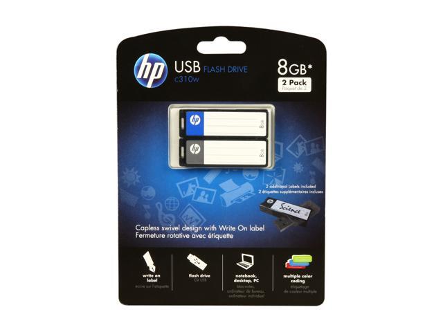 HP 16GB (8GB x 2) c310w 2-Pack USB 2.0 Label Flash Drive (Blue and Grey ...