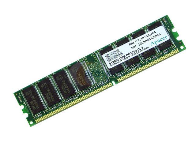 Apacer 512MB DDR 400 (PC 3200) System Memory Model 77.10736.464 ...