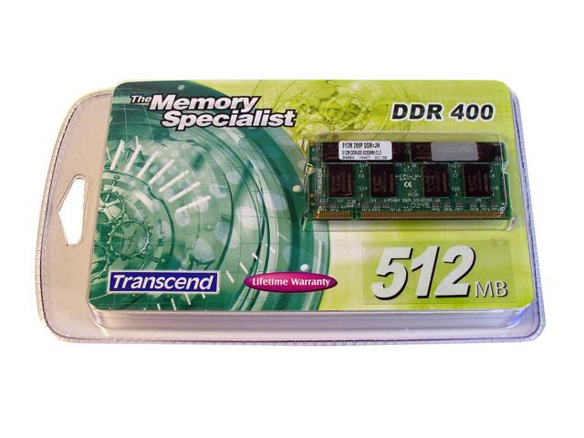 Transcend 512MB 200-Pin DDR SO-DIMM DDR 400 (PC 3200) Laptop Memory ...