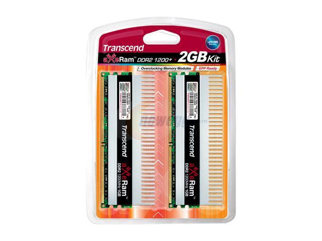 Transcend aXeRam 2GB (2 x 1GB) DDR2 1200 (PC2 9600) Dual Channel Kit ...