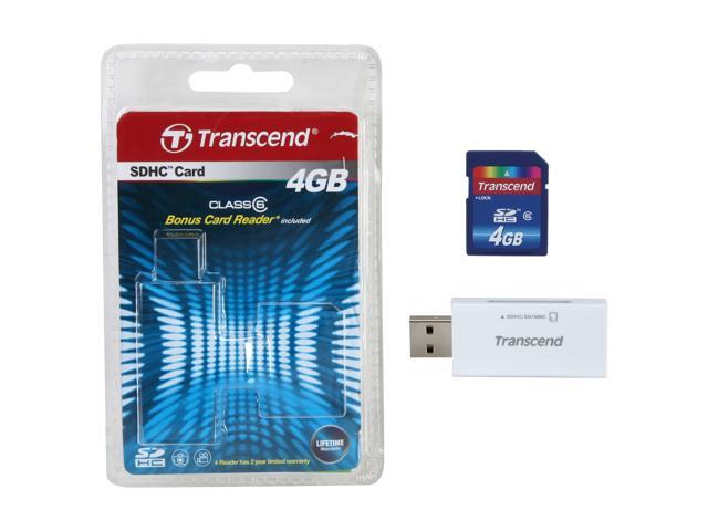 Transcend 4GB Secure Digital High-Capacity (SDHC) Flash Card w/Compact ...