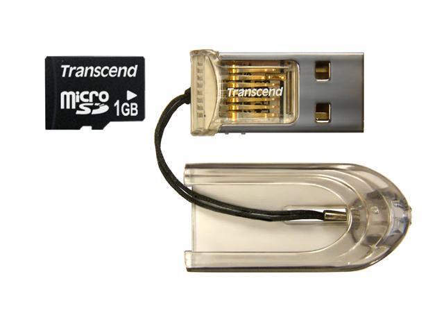 Transcend 1GB MicroSD Flash Card w/USB Card Reader Model TS1GUSD-S3 ...