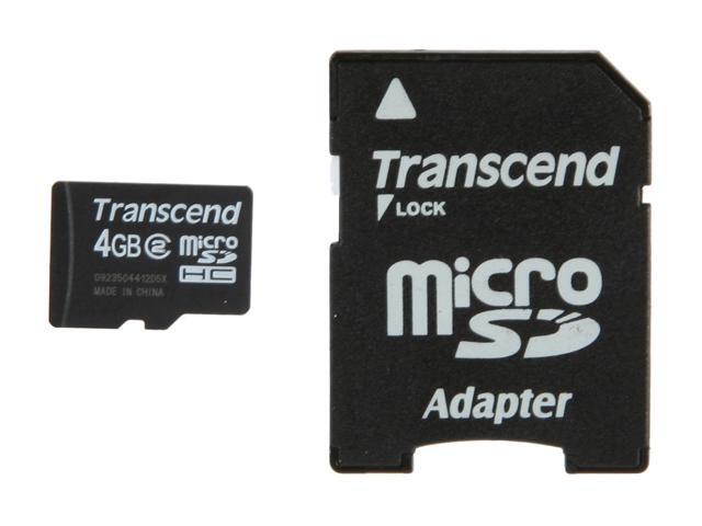 Transcend 4GB microSDHC Flash Card with SD Adapter Model TS4GUSDHC2 - Newegg.com