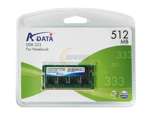 ADATA 512MB 200-Pin DDR SO-DIMM DDR 333 (PC 2700) Laptop Memory Model ...