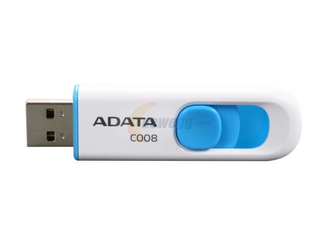 ADATA Classic Series 32GB Retractable USB 2.0 Flash Drive (White + Blue ...