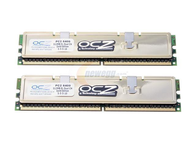 OCZ Gold 1GB (2 x 512MB) DDR2 800 (PC2 6400) Dual Channel KIt Desktop ...