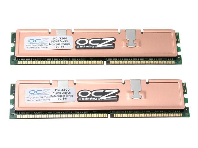 OCZ Performance Series 1GB (2 x 512MB) DDR 400 (PC 3200) Dual Channel ...