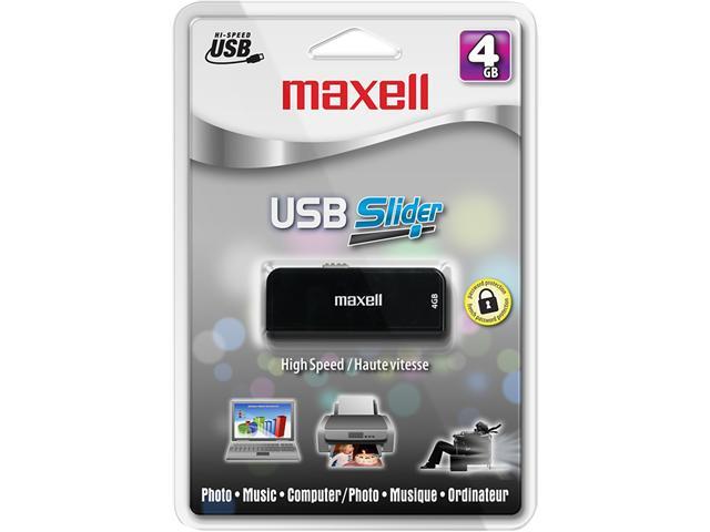 Maxell USB Slider USB-204BK 4 GB USB 2.0 Flash Drive - Black - 1 Pack ...