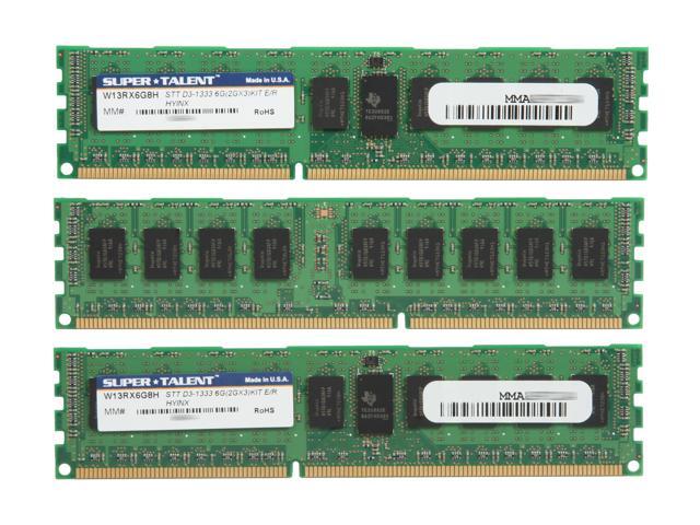 SUPER TALENT 6GB (3 x 2GB) ECC Registered DDR3 1333 (PC3 10600) Server ...