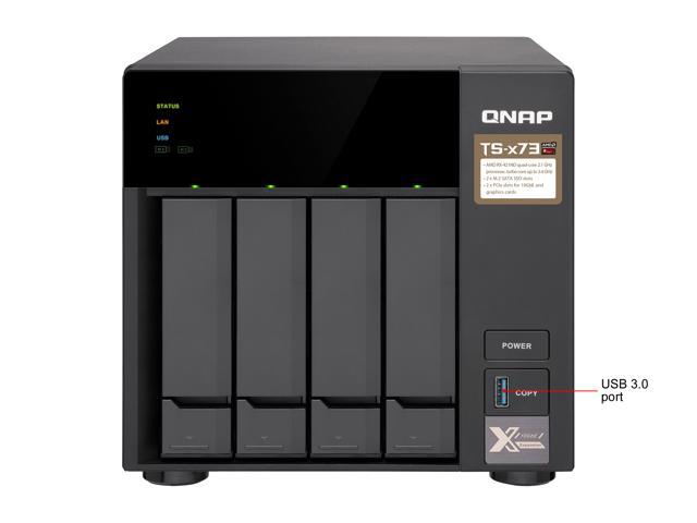 QNAP TS-473-4G-US 4-Bay NAS/iSCSI IP-SAN, AMD R Series Quad-core 2.1GHz, 4GB RAM, 10G-Ready ...
