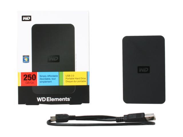 Western Digital 250GB USB 2.0 Black Elements Portable Hard Drive ...
