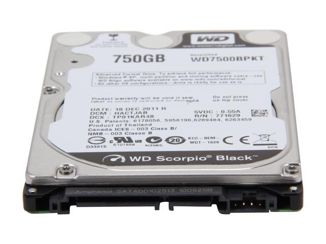 Refurbished: WD Scorpio Black WD7500BPKT 750GB 7200 RPM 16MB Cache SATA ...
