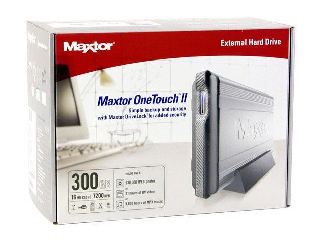 Maxtor OneTouch II 300GB USB 2.0 / Firewire400 3.5" External Hard Drive ...