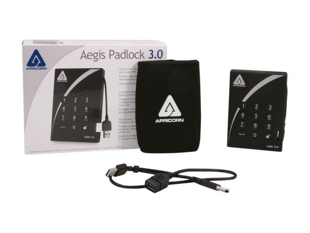APRICORN 500GB Aegis Padlock External Hard Drive with 256-bit AES ...