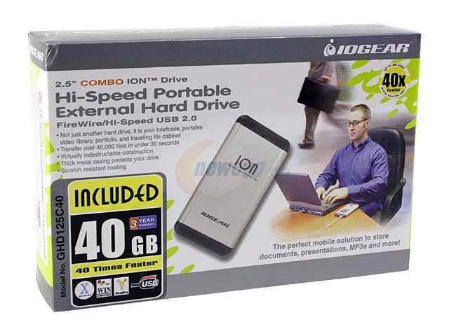 IOGEAR 40GB USB 2.0 / Firewire400 2.5" External Hard Drive - Newegg.com