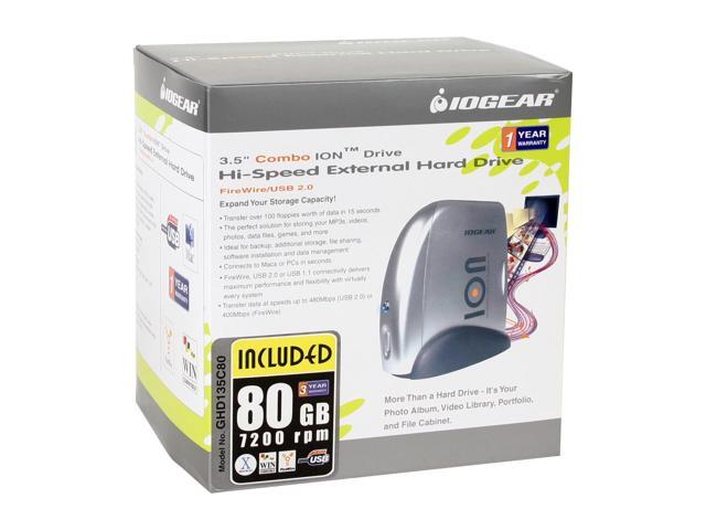 IOGEAR Combo ION 80GB USB 2.0 / Firewire400 3.5" External Hard Drive ...