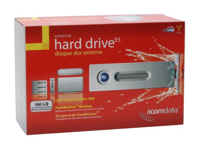 acomdata E5 500GB USB 2.0 / Firewire400 3.5" External Hard Drive ...
