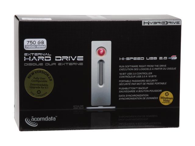 acomdata Hybrid Drive V2 750GB USB 2.0 3.5" External Hard Drive ...