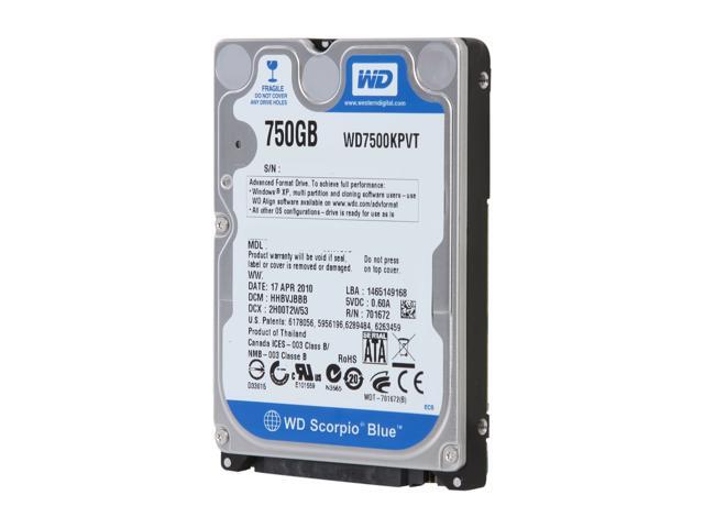 Refurbished: WD Scorpio Blue WD7500KPVT 750GB 5200 RPM 8MB Cache SATA 3 ...
