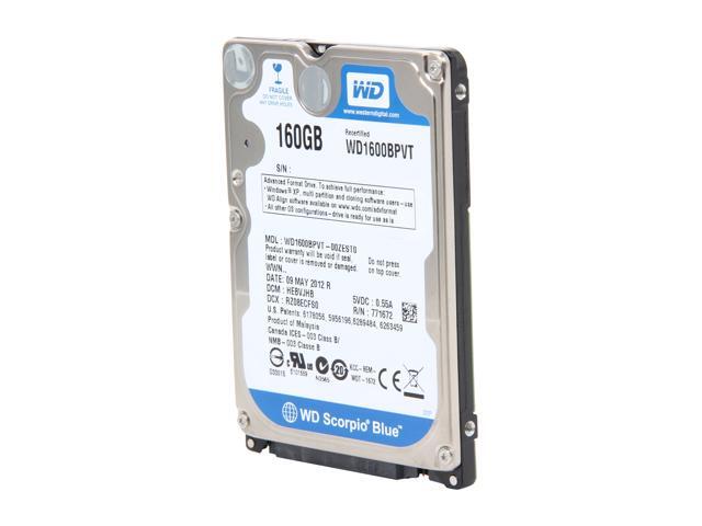 Refurbished: WD Scorpio Blue WD1600BPVT 160GB 5400 RPM 8MB Cache SATA 3 ...