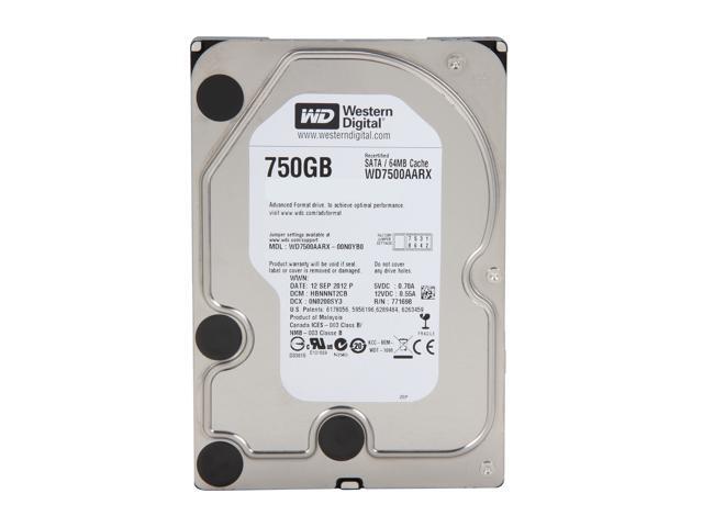 Refurbished: WD WD7500AARX-FR 750GB 5400 RPM 64MB Cache SATA 6.0Gb/s 3. ...