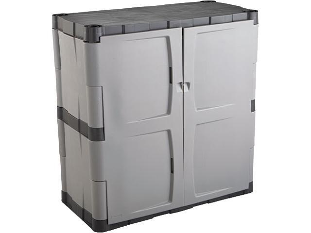 Double-Door Storage Cabinet - Base, 36w x 18d x 36h, Gray/Black ...