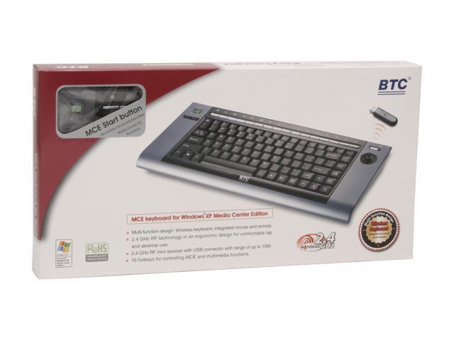 BTC 9029URF III Gray/Black RF Wireless MCE Keyboard for Windows XP ...